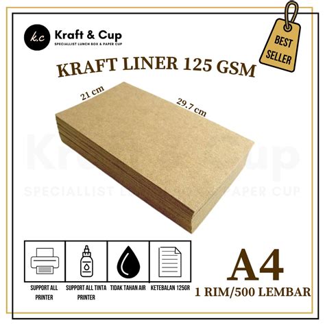 Jual Kertas Kraft A4 Liner 125 Gsm Isi 500 Lembar Kertas Kraft Liner A4 125 Gsm Shopee Indonesia