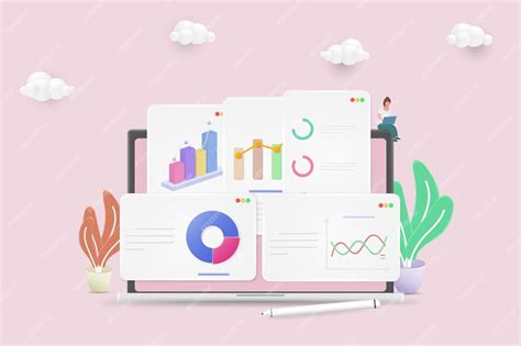 Premium Vector Data Analytics Concept Dashboard Seo On Screen Laptop Business Finance Report