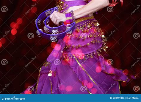 Belly Dancer Wearing Purple Dance Costume Close Up With Bokeh Stock Photo Image Of Exercise