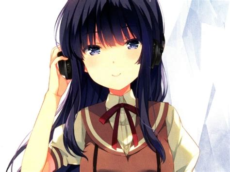 Девушка в наушниках в аниме Метод Небес обои для рабочего стола картинки фото