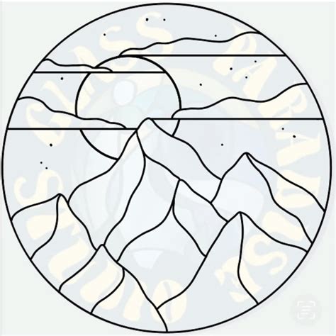 Moonlight Mountains Stained Glass Pattern Pdf And Png Digital File Etsy