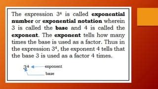 Exponents And Exponential Notation Pptx