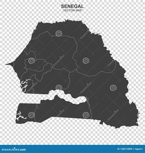 Mapa Político Do Senegal Isolado Em Pano De Fundo Transparente Ilustração do Vetor Ilustração