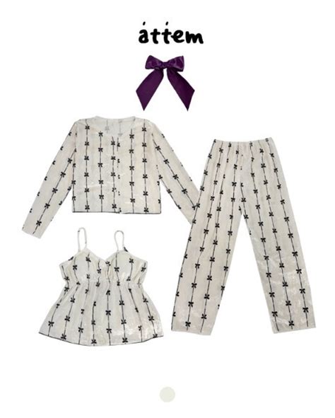 페미닌러블리 벨벳 리본 라인 레이스 캡내장 나시 가디건 팬츠 세트 쓰리피스 3pcs 잠옷 홈웨어 파자마 셋업 1컬러 엣템