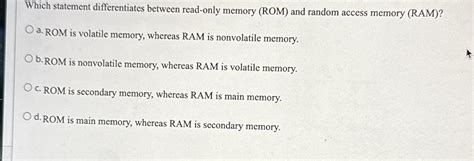 Solved Which Statement Differentiates Between Read Only
