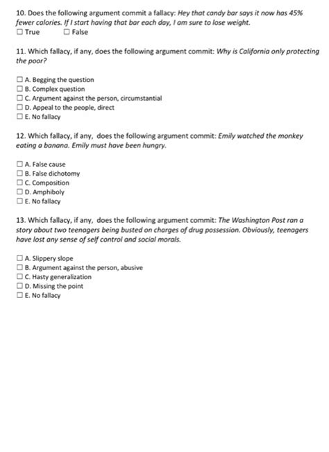 Solved 10 Does The Following Argument Commit A Fallacy Hey