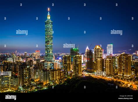 View Of Taipei 101 And The Taipei Skyline At Night From Elephant