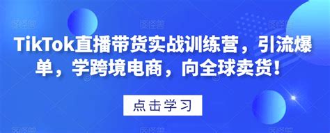 TikTok直播带货实战训练营引流爆单学跨境电商向全球卖货 优创网