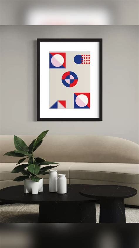 Abstract Geometric Red Blue Wall Art