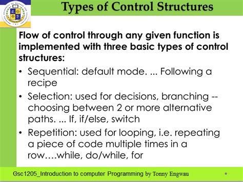 Introduction To Computer Programming C Csc1205lec5flow Control Ppt