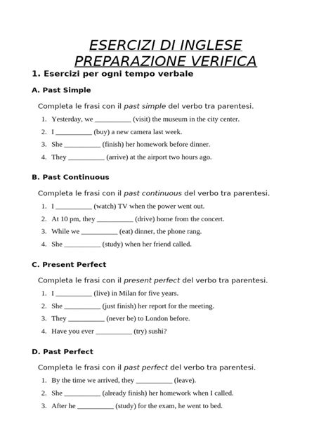 Preparazione Verifica Di Inglese Pdf