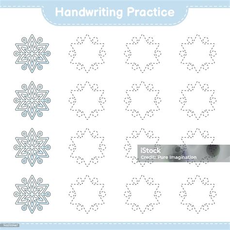 필기 연습 눈송이의 추적 라인 교육 어린이 게임 인쇄 가능한 워크 시트 벡터 일러스트 레이 션 0명에 대한 스톡 벡터 아트 및 기타 이미지 Istock