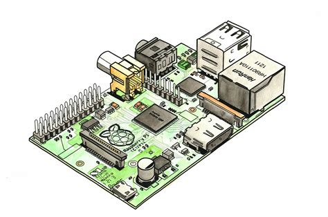 Raspberry Pi Technical Illustration And Water Colour Behance