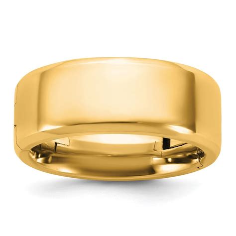 14k Solid Yellow Gold Cliq 8mm Hinged Beveled Edge Wedding Band Size 8
