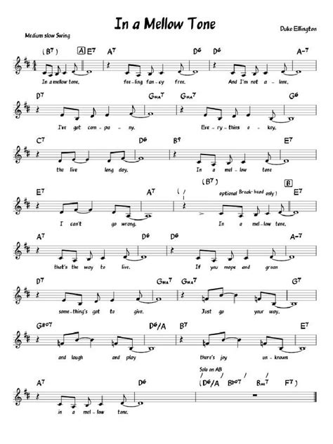 In A Mellow Tone Bb Pdf
