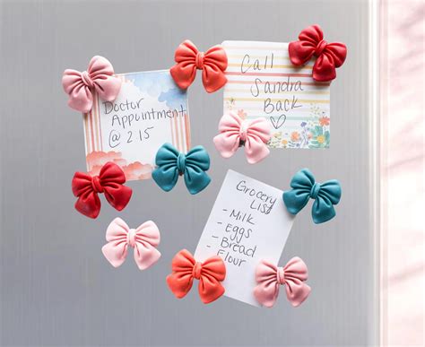 Set Of 10 Colorful Bow Fridge Magnets Ultra Cute Refrigerator Magnets