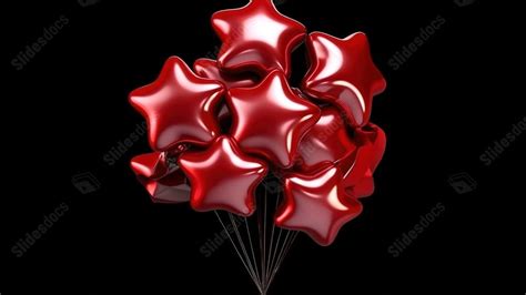 무료 3d 렌더링으로 빛나는 빨간색 별 모양의 풍선은 축하 행사에 적합합니다 Ppt 배경 Slidesdocs