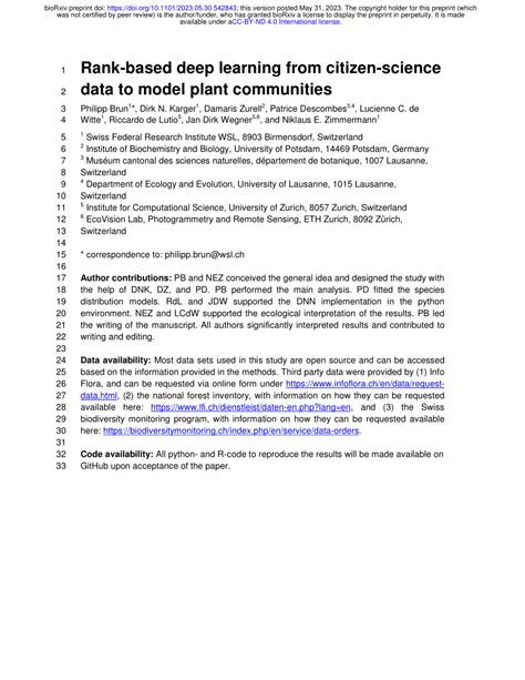 Pdf Rank Based Deep Learning From Citizen Science Data To Model Plant Communities