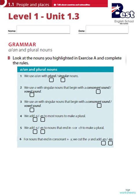 L1 U13 Grammar Interactive Worksheet Topworksheets