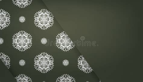 Dark Green Banner With Luxurious White Pattern For Logo Or Text Design