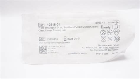 Icu Medical 12516 01 Smallbore Extension Set 7inch X 0 24ml