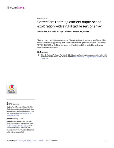 Pdf Correction Learning Efficient Haptic Shape Exploration With A