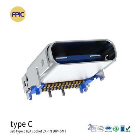 Usb Type C Vertical Socket 14pin Dip Connections Waterproof Usb C