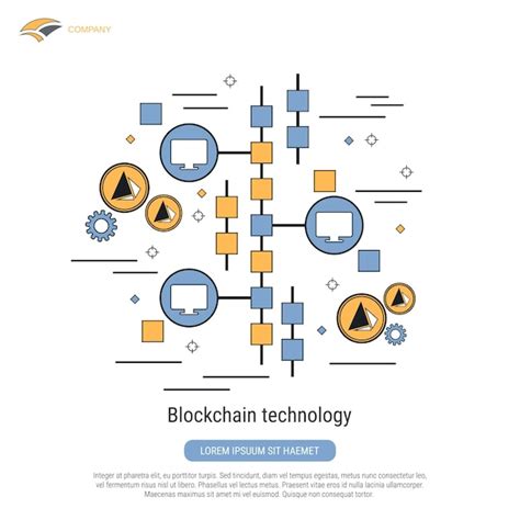 Premium Vector Blockchain Technology Flat Contour Style Vector