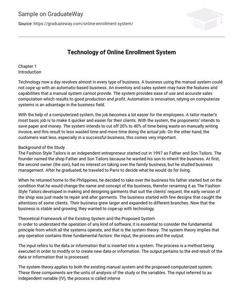 ⇉technology Of Online Enrollment System Research Paper Essay Example