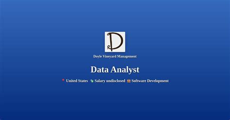 Dailyremote On Linkedin Data Analyst At Doyle Vineyard Management