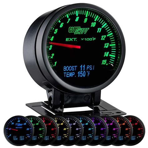 Glowshift 3 Gauges In 1 Featuring Black Analog Pyrometer Exhaust Gas