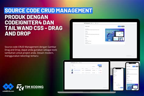 Timkoding Source Code Crud Management Produk Dengan Codeigniter 4 Dan Tailwand Css Drag And Drop