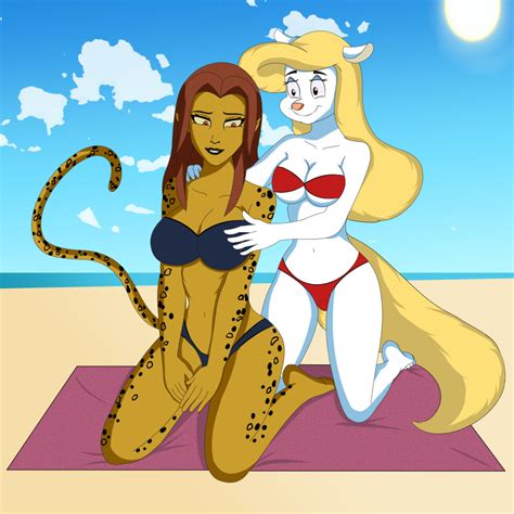 Rule 34 2girls Animaniacs Anoneysnufftan Anthro Applying Sunscreen