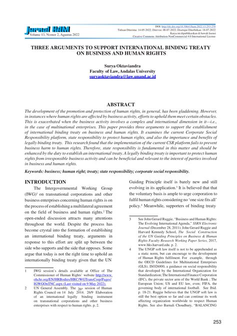 Pdf Three Arguments To Support International Binding Treaty On