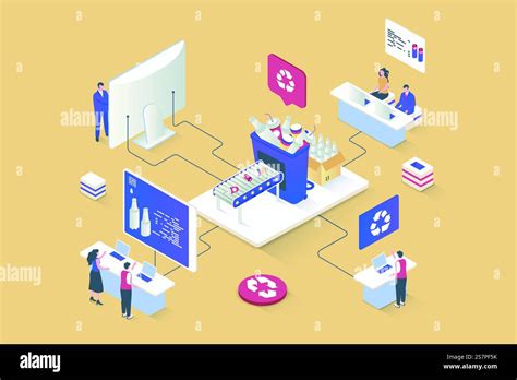 Waste Management Concept In 3d Isometric Design Eco Friendly Technology Disposal Sorting