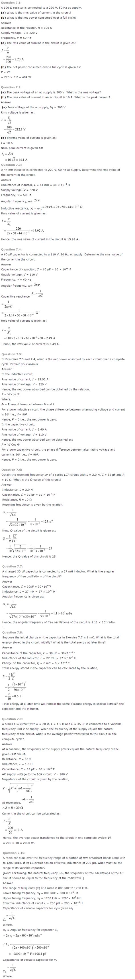 Ncert Solutions For Class 12 Physics Chapter 7 Alternating Current Ncertguess