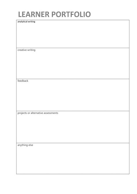 Learner Portfolio Worksheet Live Worksheets