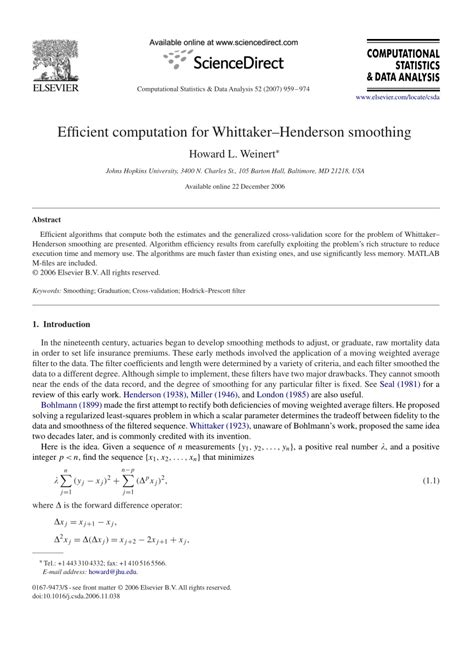 pdf efficient computation for whittaker henderson smoothing