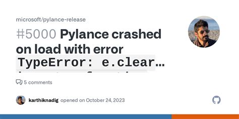 pylance crashed on load with error `typeerror e clear is not a