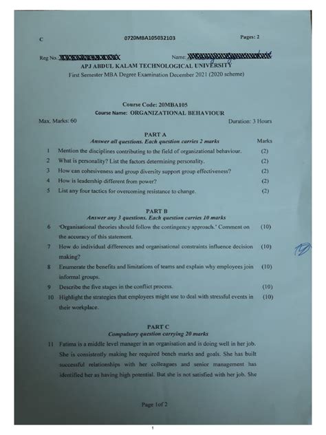 Organizational Behaviour Questions Pdf