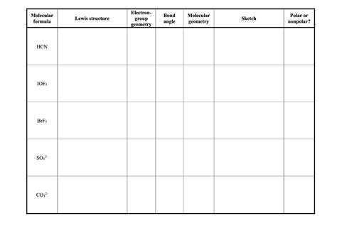 Solved Molecular Geometry Report Sheet Molecular Formula