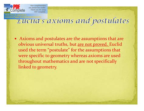 Axioms And Postulates Euclidean Geometry Pdf