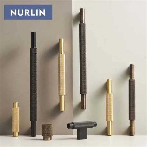 Nurlin New Solid Brass Knurling Brushed Cross Brass Cabinet Knob