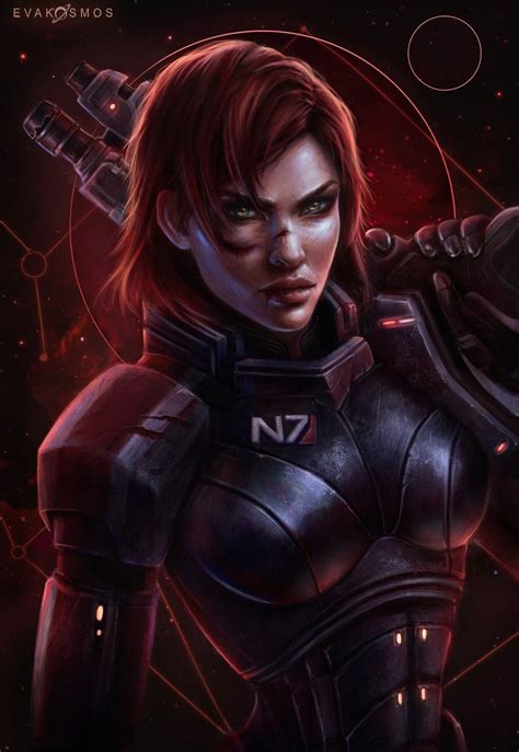 Commander Shepard And Commander Shepard Mass Effect Drawn By Eva