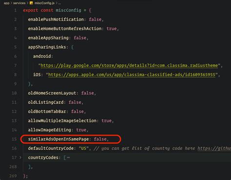 Misc Configuration Classima Mobile App Documentation