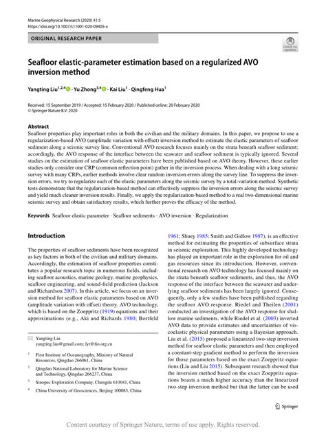 seafloor elastic parameter estimation based on a regularized avo