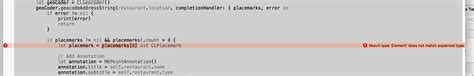 Xcode Result Type Element Dos Not Match Expected Type Swift2 Stack