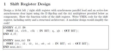 Solved Shift Register Design Design A Bit Left Right Chegg Com