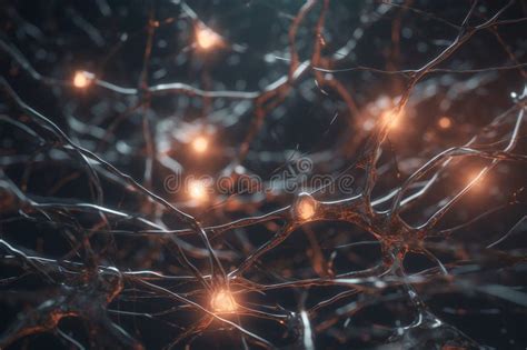 Neurons Activity Synapses And Axones Transmitting Electrical Signals Ai Generative Stock