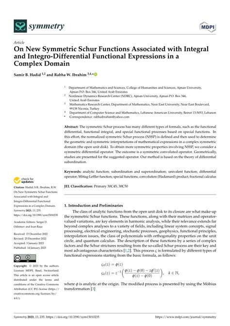 Pdf On New Symmetric Schur Functions Associated With Integral And